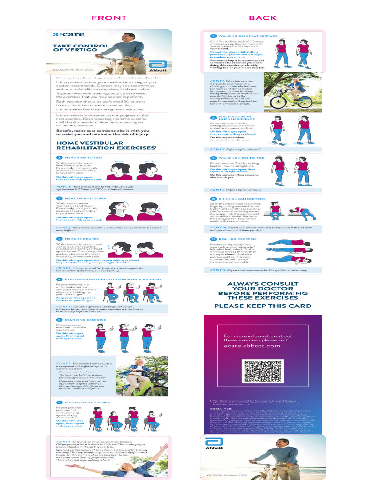 Home Vertigo Exercises Patients | PDF