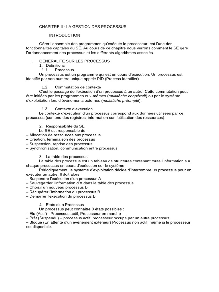 Gestion des processus en informatique | PDF | Processus (informatique ...