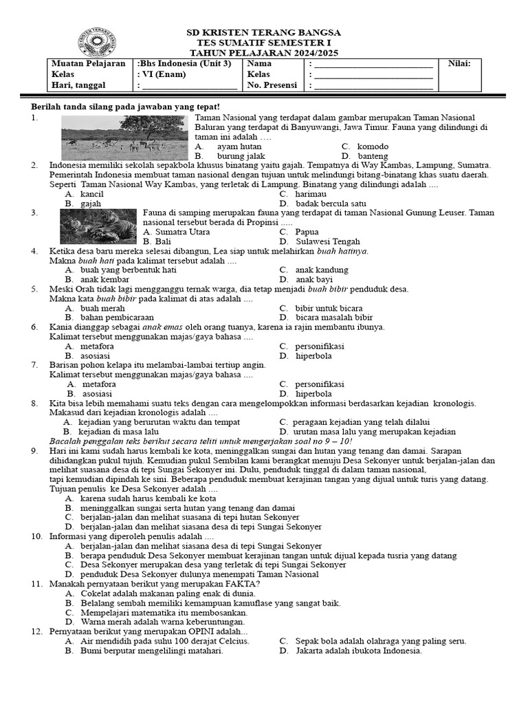 K6 Sumatif BI Unit 3 87x BB (66 Pusat - 12 Citarum - 9 Manyaran) | PDF