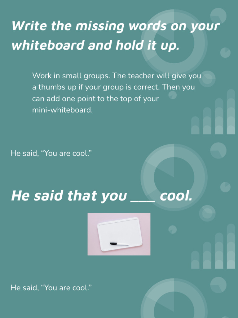 Reported Speech Mini Whiteboard Game | PDF