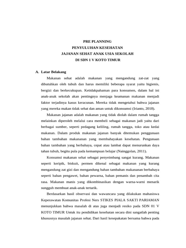 Pre Plening Kel 2 SD | PDF