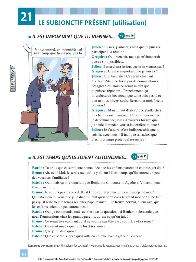Grammaire en Dialogues - Le Subjonctif Présent - 84-86 | PDF