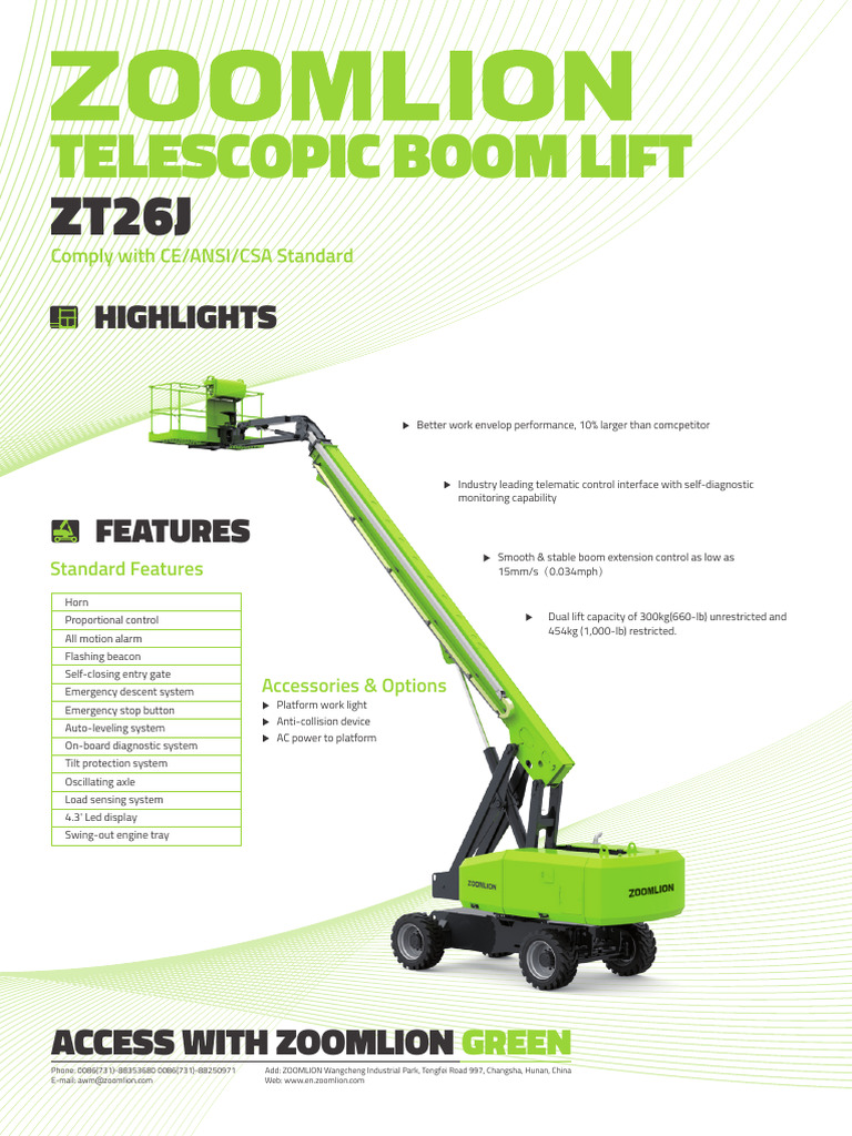 23-ZOOMLION Telescopic Bomm Lifts ZT26J | PDF | Vehicles | Land Vehicles
