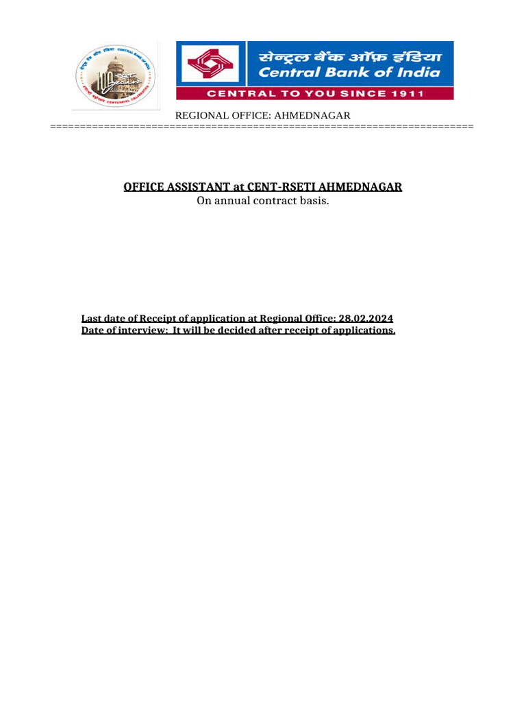 ADVT of RSETI Office Assistant | PDF | Justice | Crime & Violence