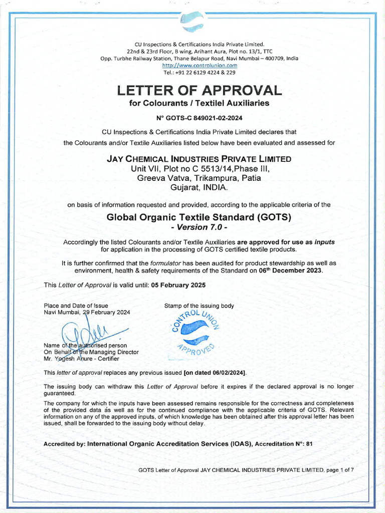Letter of Approval - GOTS - OXXI - Revised | PDF