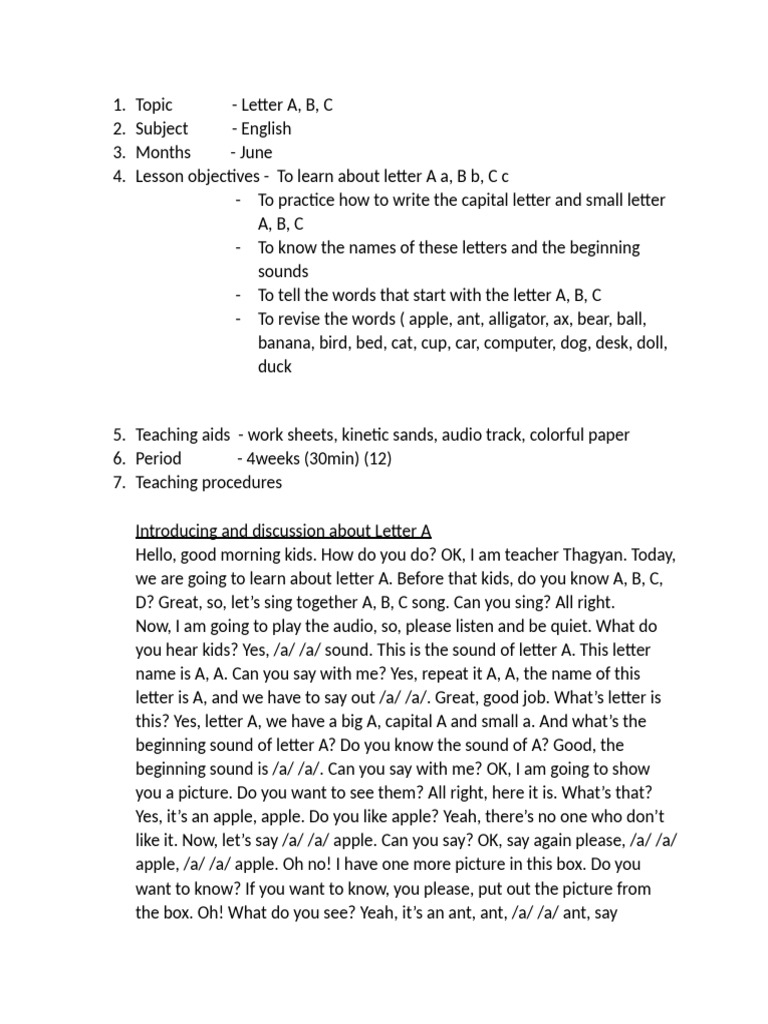 Lesson Plan of English (2024-2025) | PDF