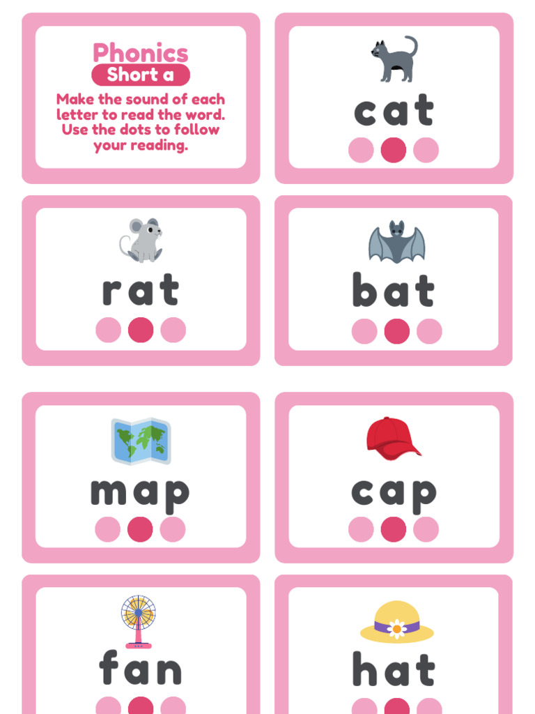 Phonics Short Vowels Flashcards Colorful Ilustrated Style.pdf | PDF