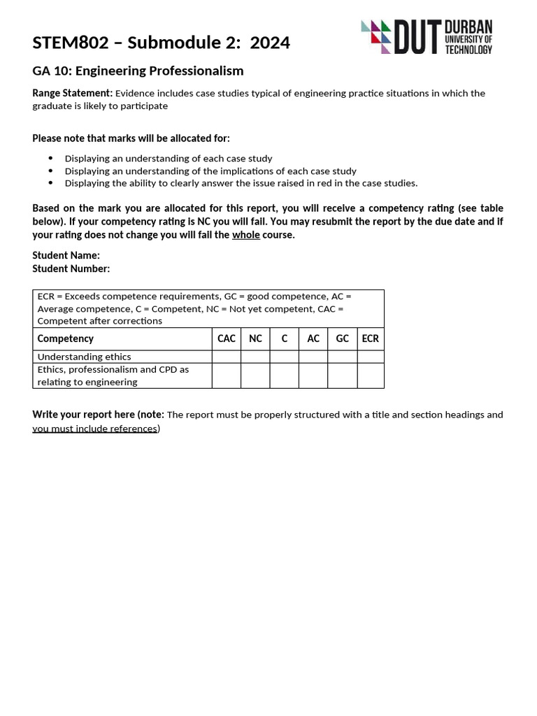 Submodule 2 Report Template With Ga Prof Walker 2024 Pdf 
