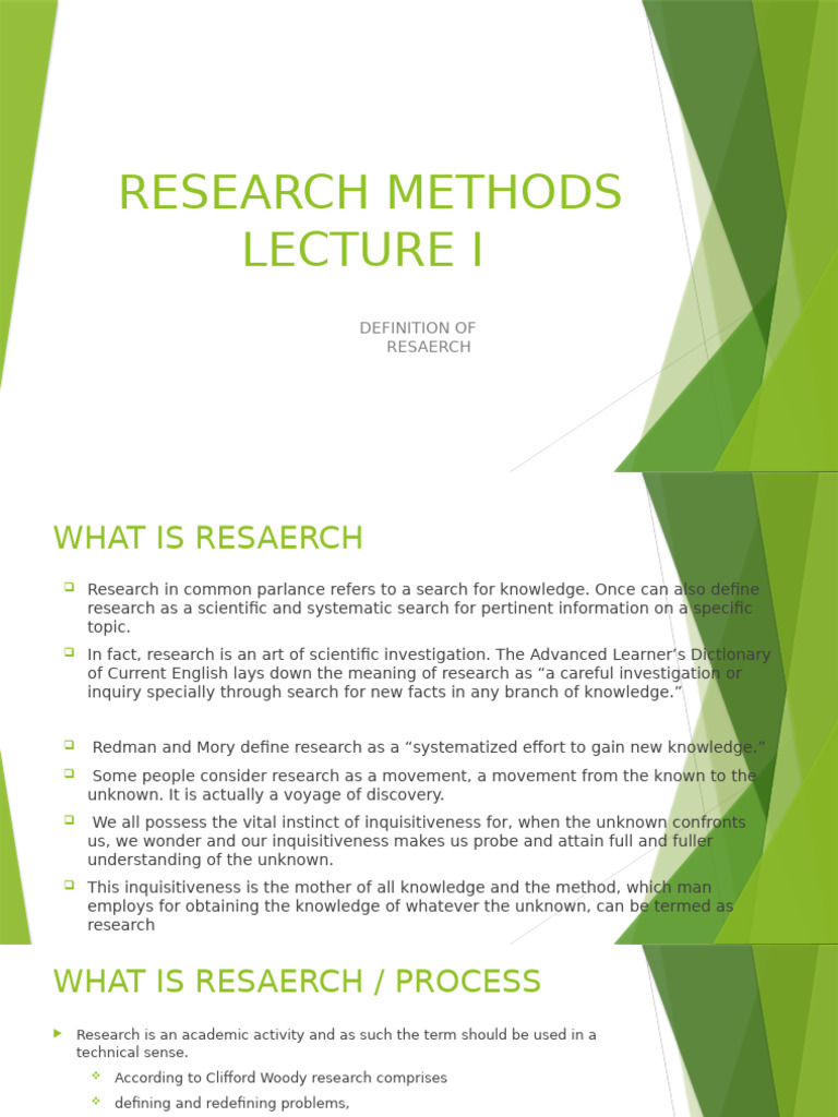 Lecture I Definition of Resaerch | PDF | Sampling (Statistics ...