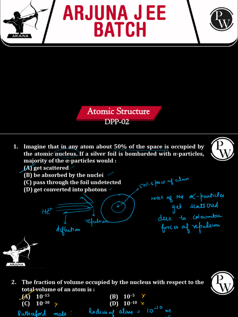 Atomic Structure Dpp 02 Solution Notes Pdf Atomic Nucleus Atoms