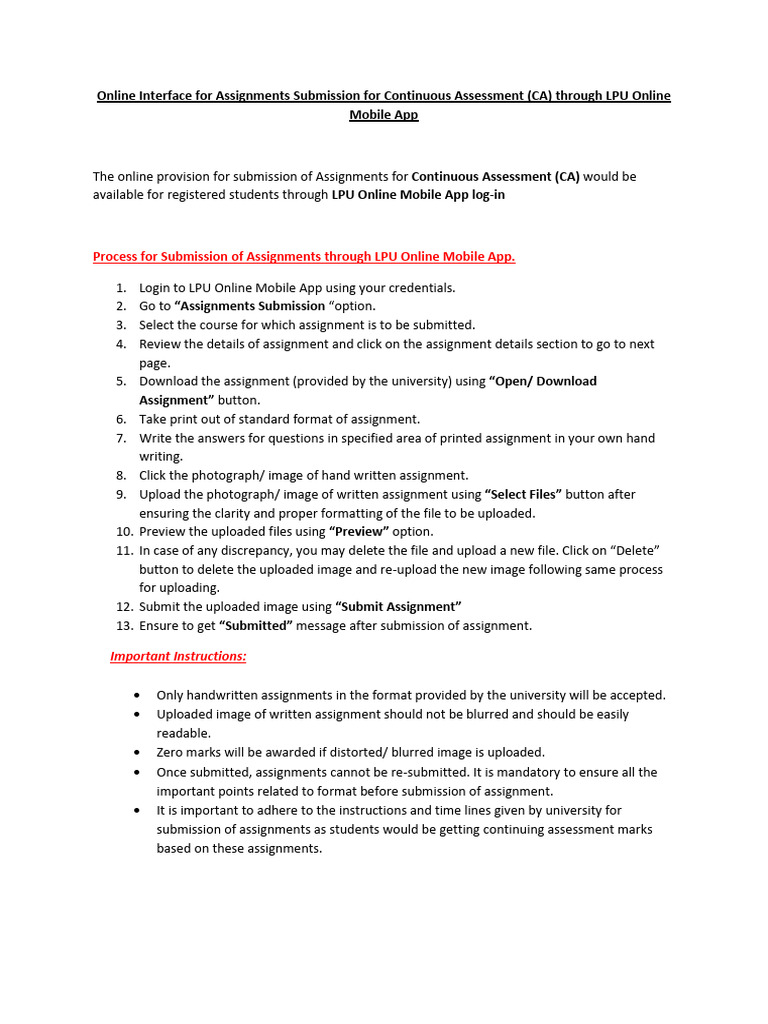 Instructions and Process LPU Online Mobile App | PDF | Ios | Google Play