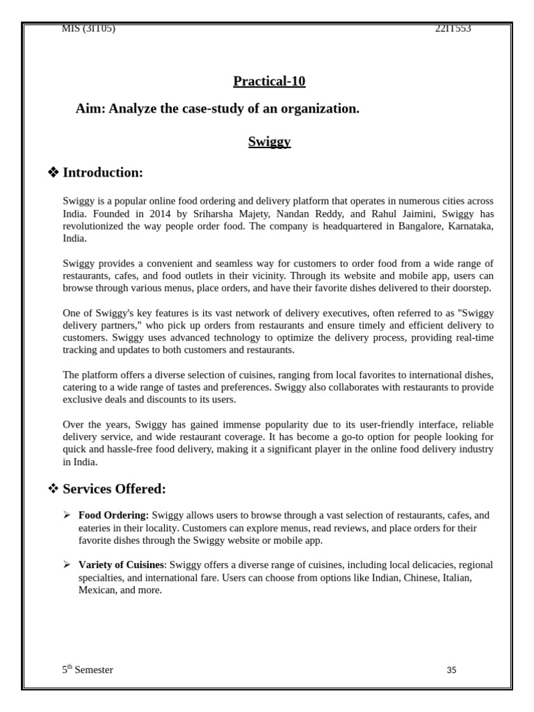 practical_10_Case_Study[1] | PDF | Menu | Meal