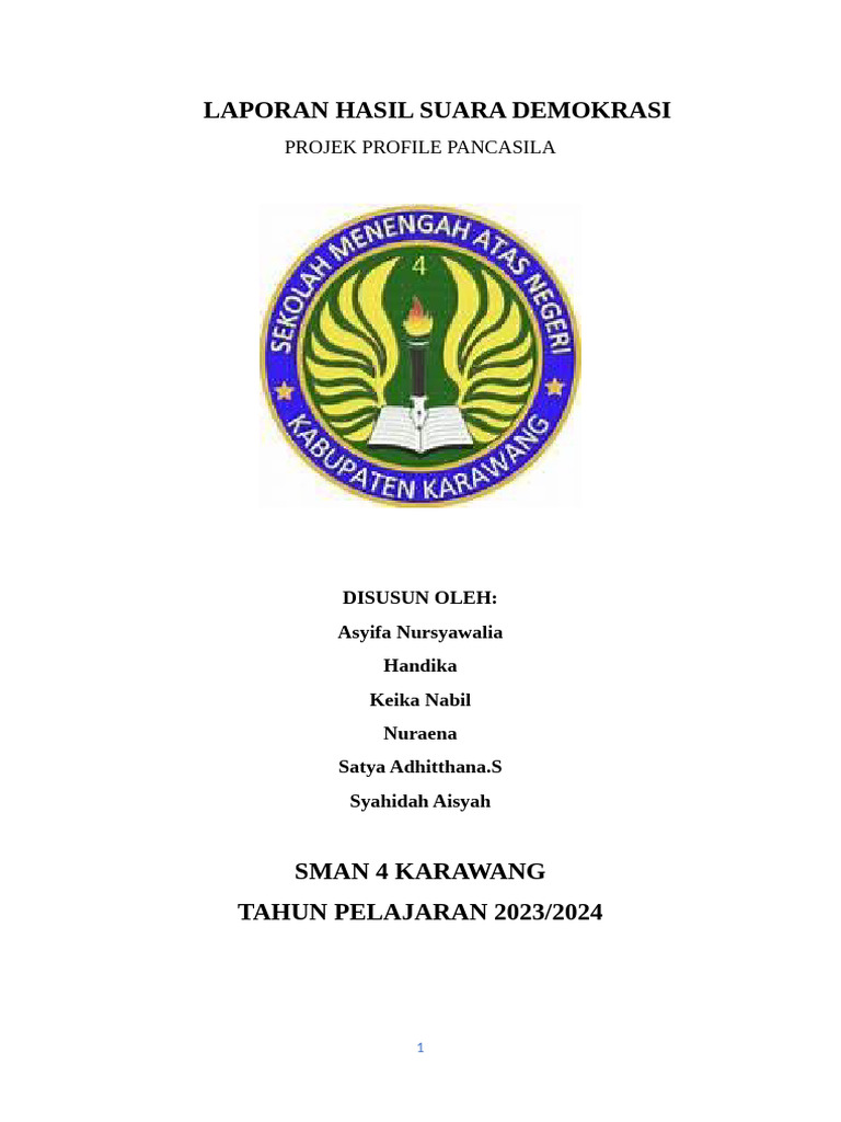 Laporan Pemilos Projek Profile Pancasila Kelompok 6 | PDF