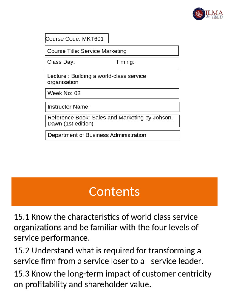 Lecture 2 Building A World-Class Service Organisation | PDF | Marketing ...
