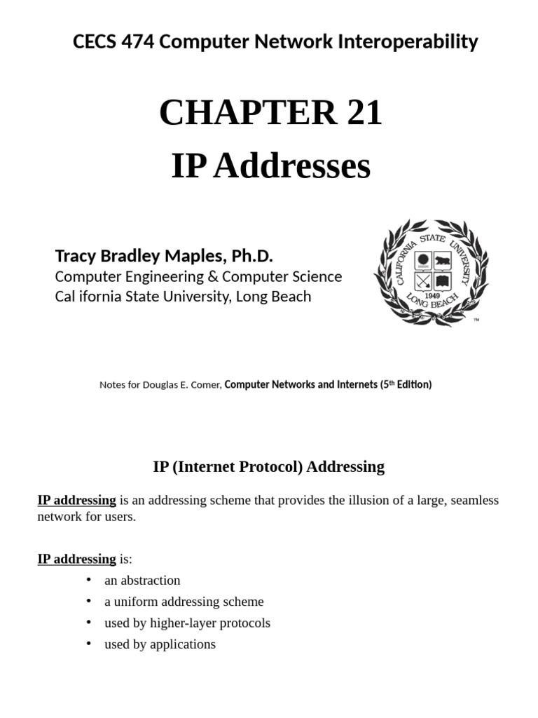 474 Ch21 IPAddresses | PDF | Ip Address | Computer Networking