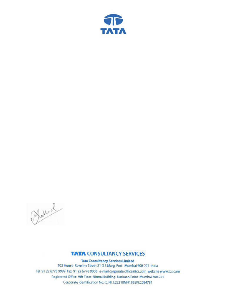 TCS Resignation Acceptance Letter | PDF