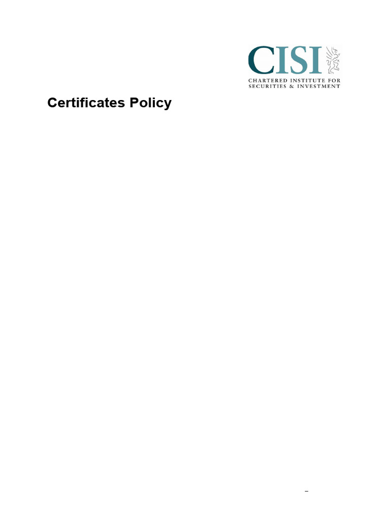 Cisi Certificates Policy v11 August 2020 | PDF | Multiple Choice | Policy