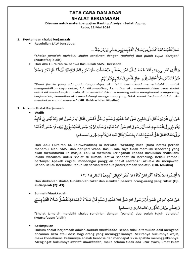 Panduan Shalat Berjamaah dalam Islam | PDF