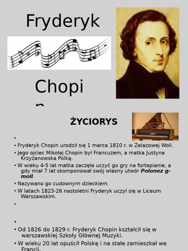 Prezentacja Fryderyk Chopin | PDF