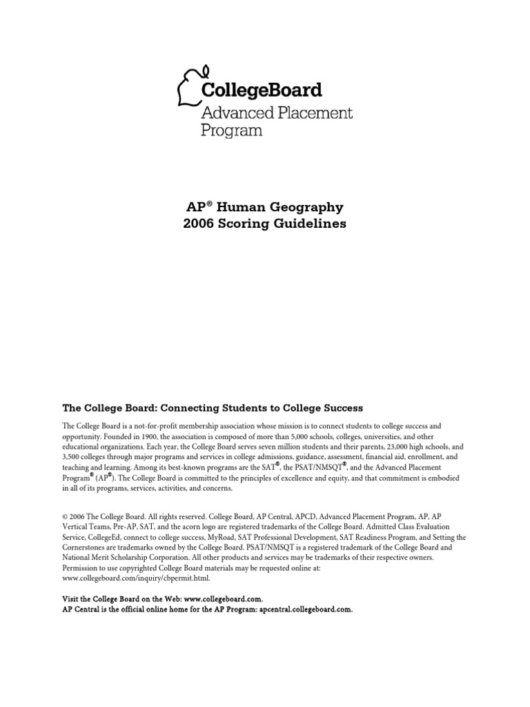 AP HUG 2006 Scoring | PDF | Human Migration | Pakistan