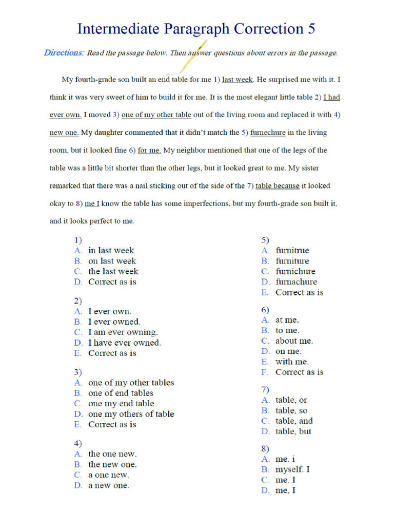 Paragraph Correction 5 | PDF