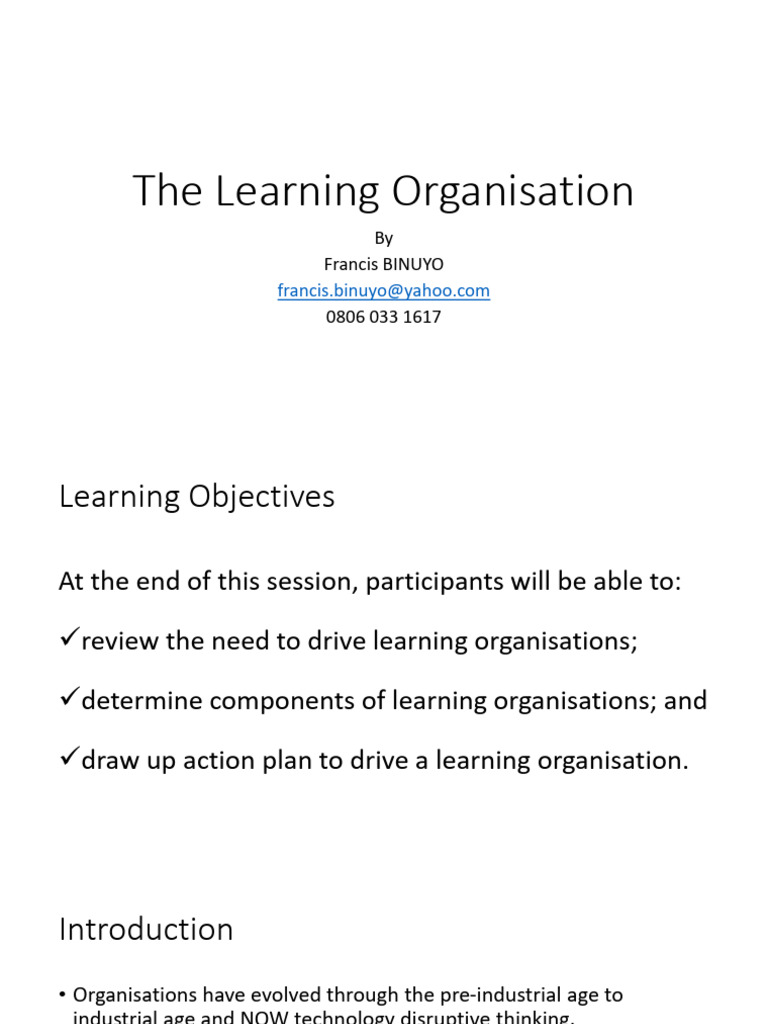 ENHANCING A LEARNING ORGANIZATION | PDF | Learning | Liberal Arts Education