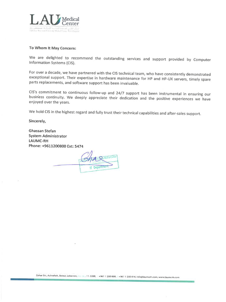 LAUMC Reference Letter | PDF