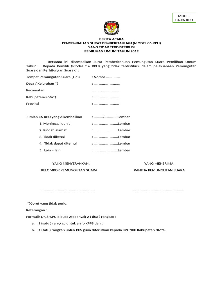 BERITA ACARA KPU | PDF