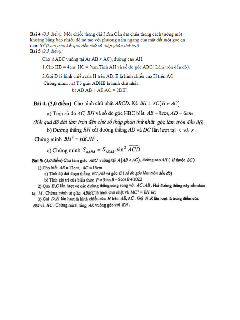 Đề bài tập toán hình | PDF