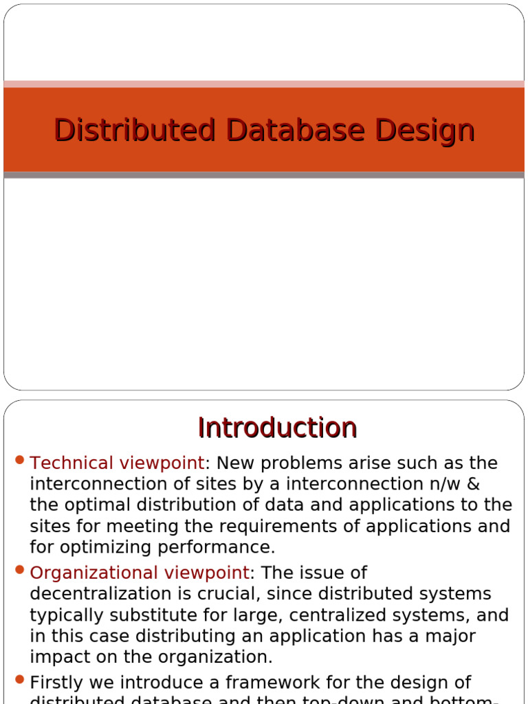 Distributed Database Design | PDF | Databases | Schema (Psychology) Distributed Database Design | PDF | Databases | Schema (Psychology)