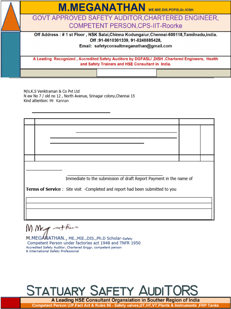 Safety Inspection Invoice for Mini Lift | PDF