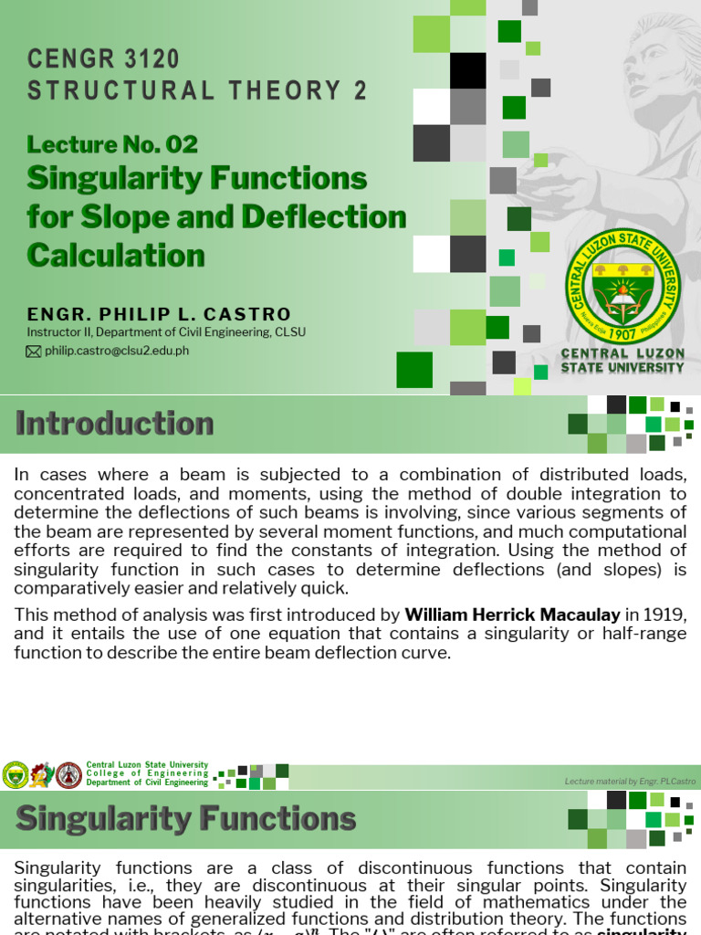 Lecture 02 Singularity Functions For Slope and Deflection Calculation ...