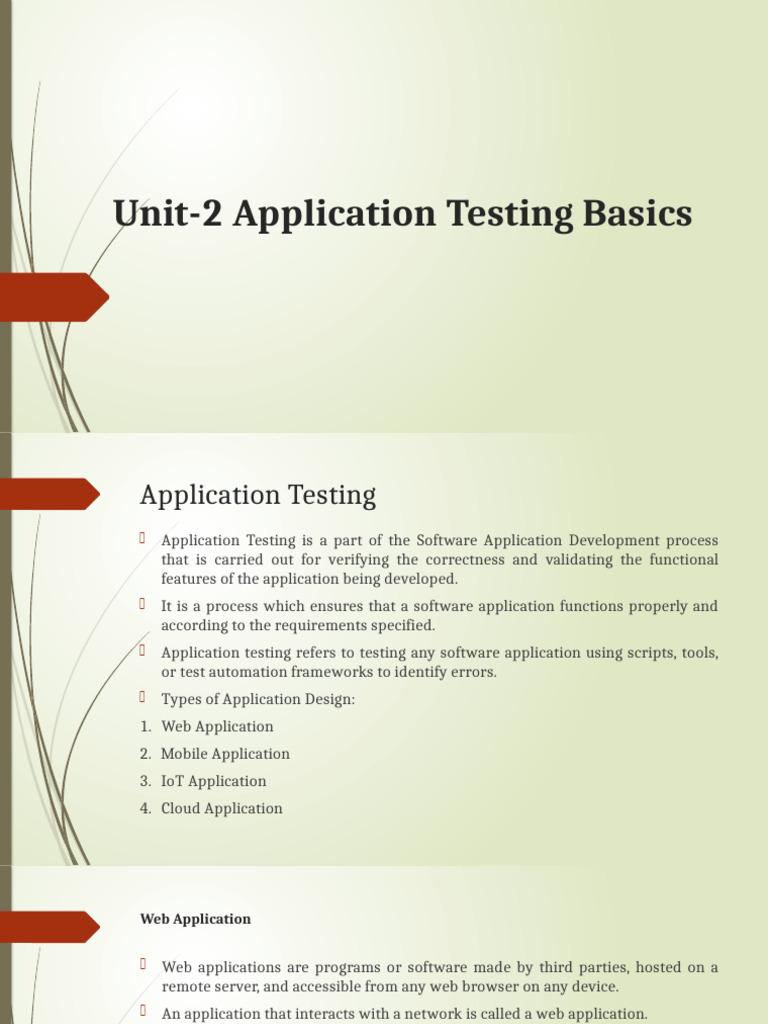 Unit 2 Application Testing Basics Pdf Software Testing World Wide Web