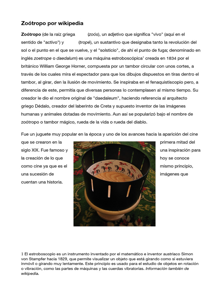 Historia y evolución del zoótropo | PDF