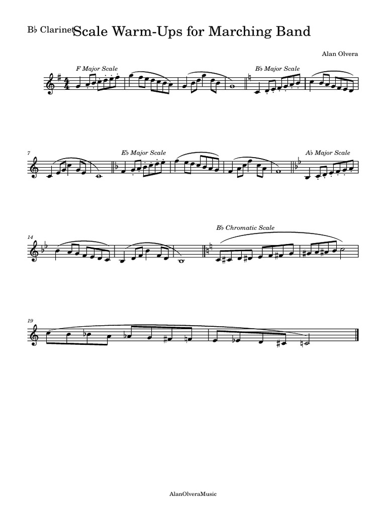 Scale Warm-Ups For Marching Band: B Clarinet | PDF