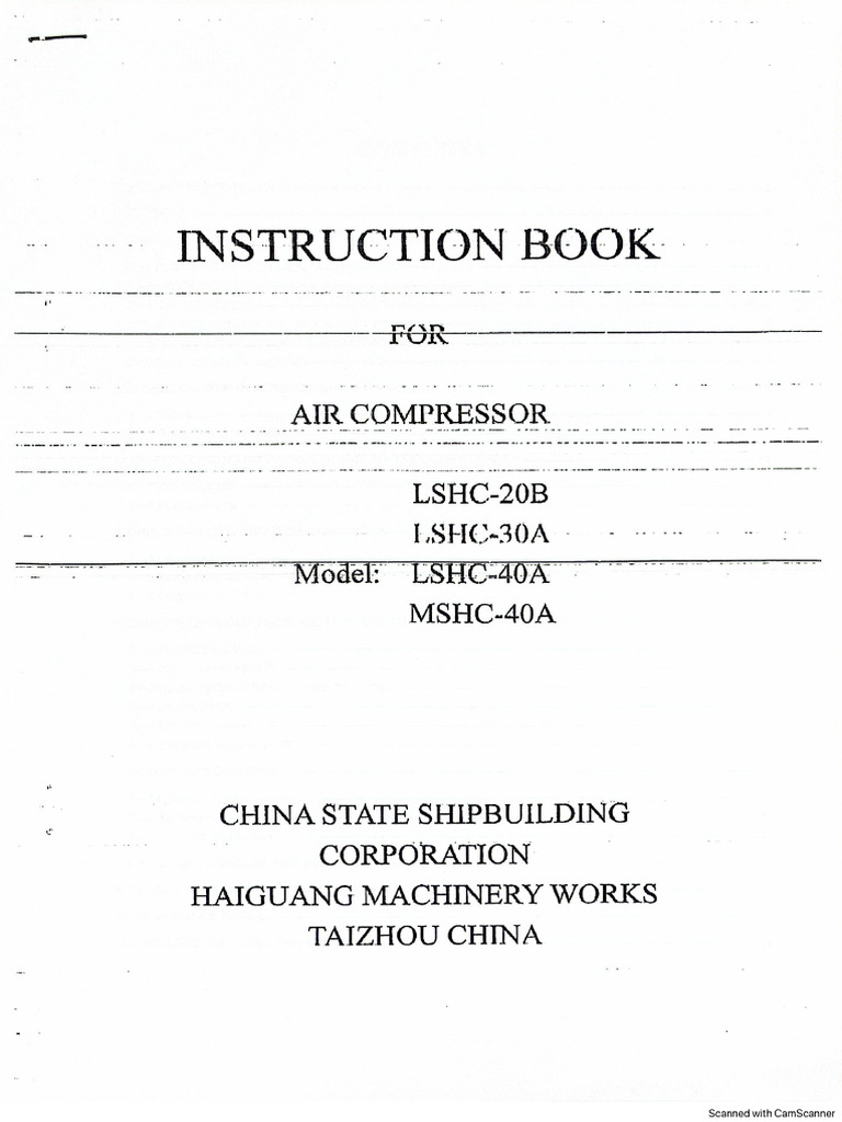 LSHC Air Compressor Instruction Book | PDF