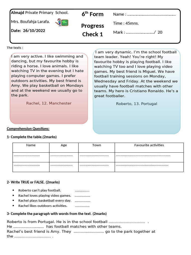Progress Check 1 6th Form | PDF | Linguistics