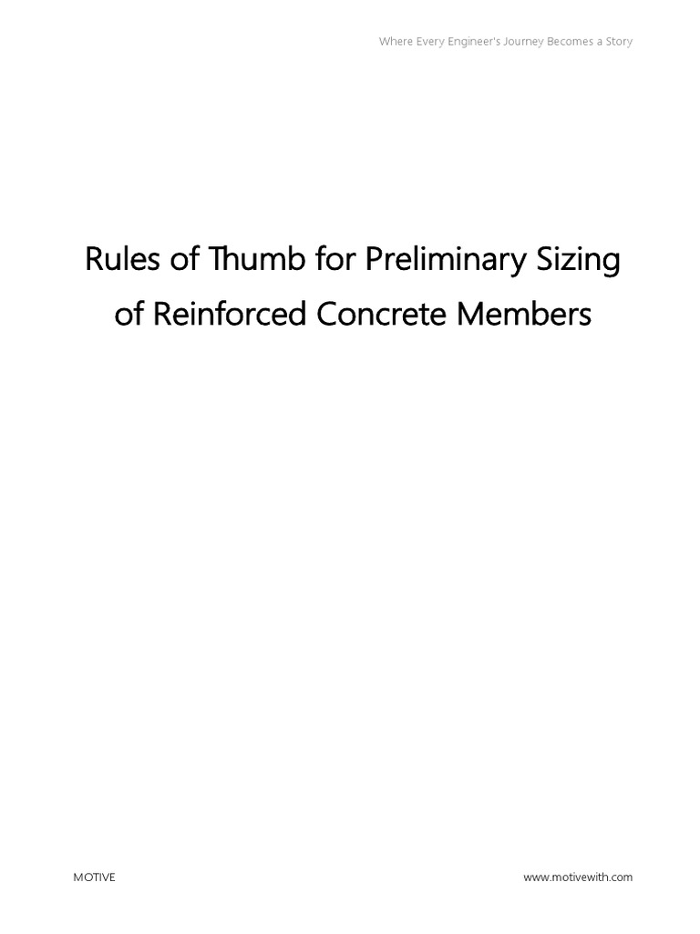 Rules of Thumb For Preliminary Sizing of Reinforced Concrete Members ...