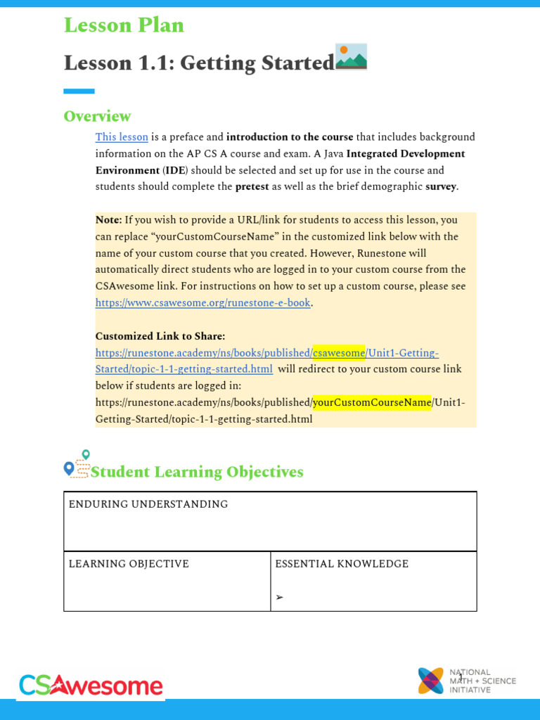 Unit 1 Lesson 1 Getting Started | PDF | Computer Programming | Cognition