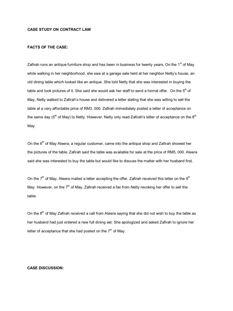 Case Study On Contract Law | PDF | Pharmacist | Offer And Acceptance