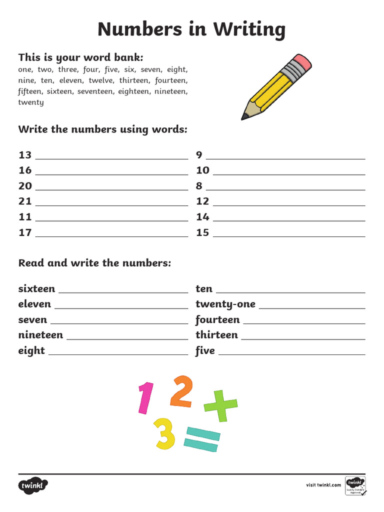 Ni N 115 Numbers in Writing Activity Sheet Ver 3 | PDF