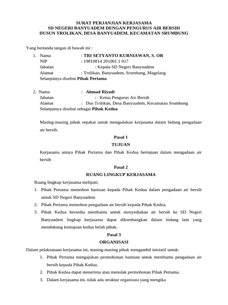 Mou Air Bersih | PDF