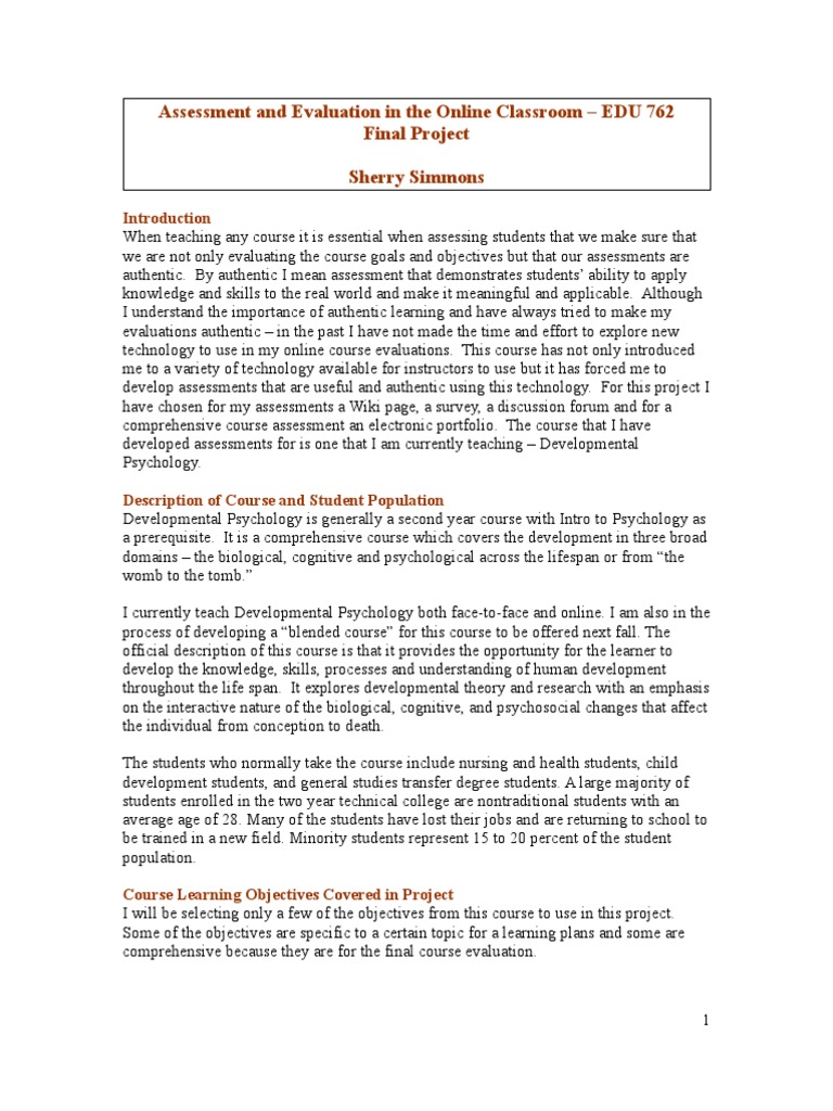 Assessment And Evaluation In The Online Classroom Pdf Wiki