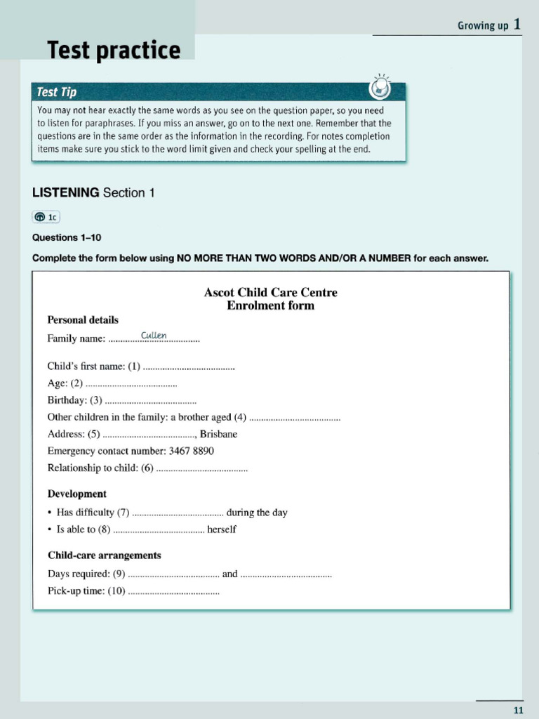 Form Completion_Listening | PDF
