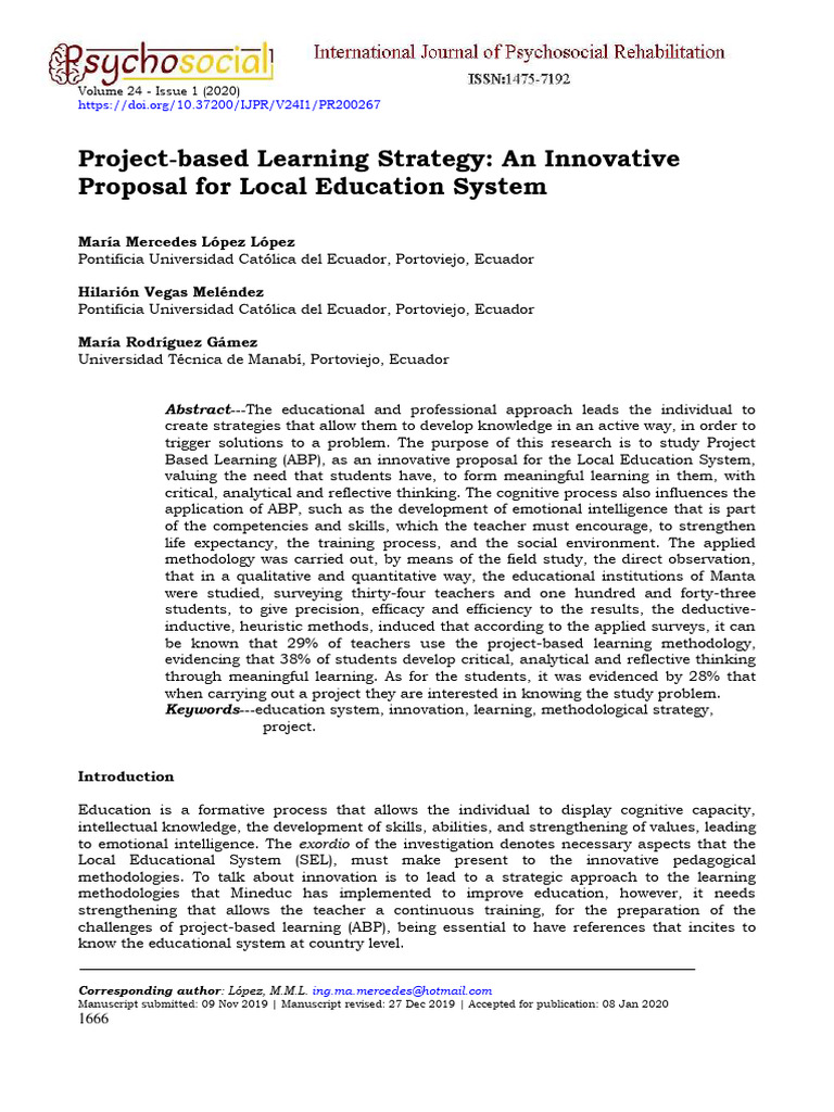 Project_based_Learning_Strategy_An_Innov | PDF | Methodology | Learning