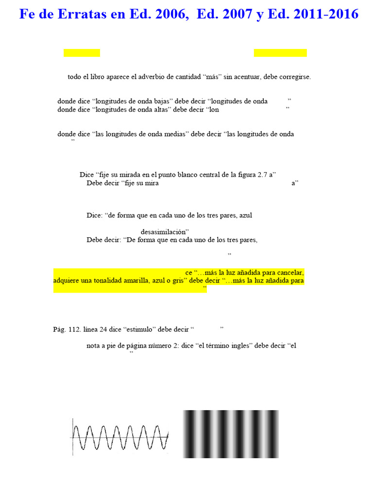 Correcciones Erratas Libro Ed. 2006-2020 | PDF | Matiz | Procesamiento ...