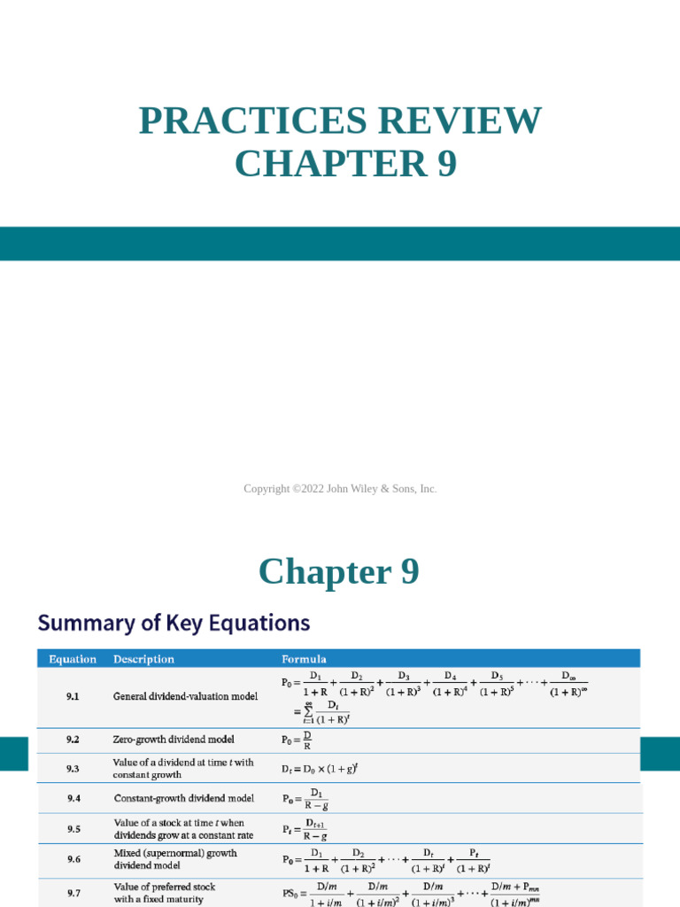 66e2c873c34a48a132cd449f Prac 4 Chap 9 Problems | PDF | Dividend | Stocks