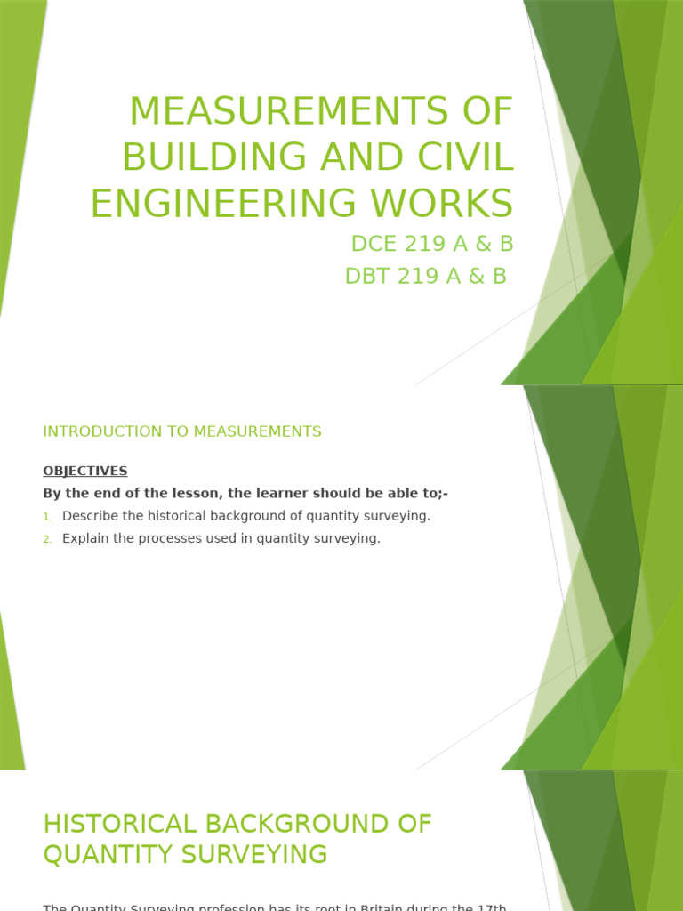 Quantity Surveying Measurement Techniques | PDF | Area | Surveying
