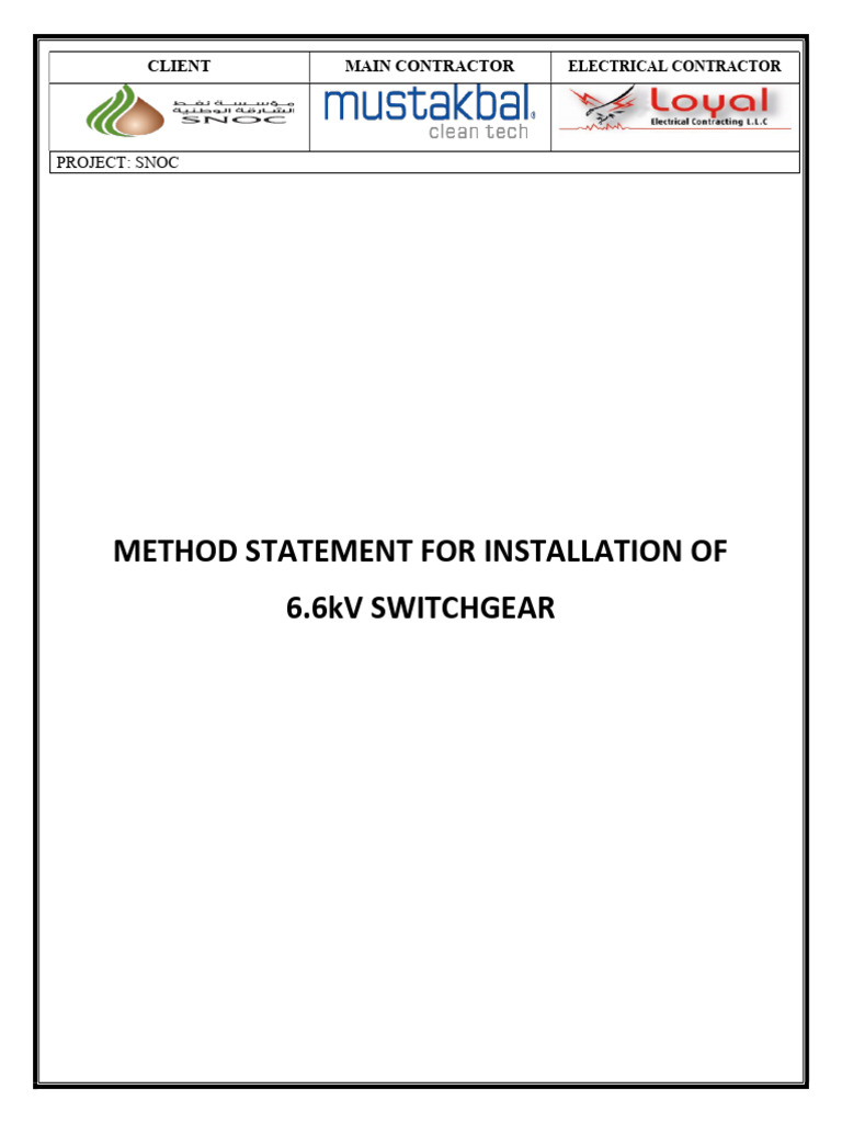 MOS For 6.6kV FUJI SWGR Installation | PDF | Electrical Wiring | Safety