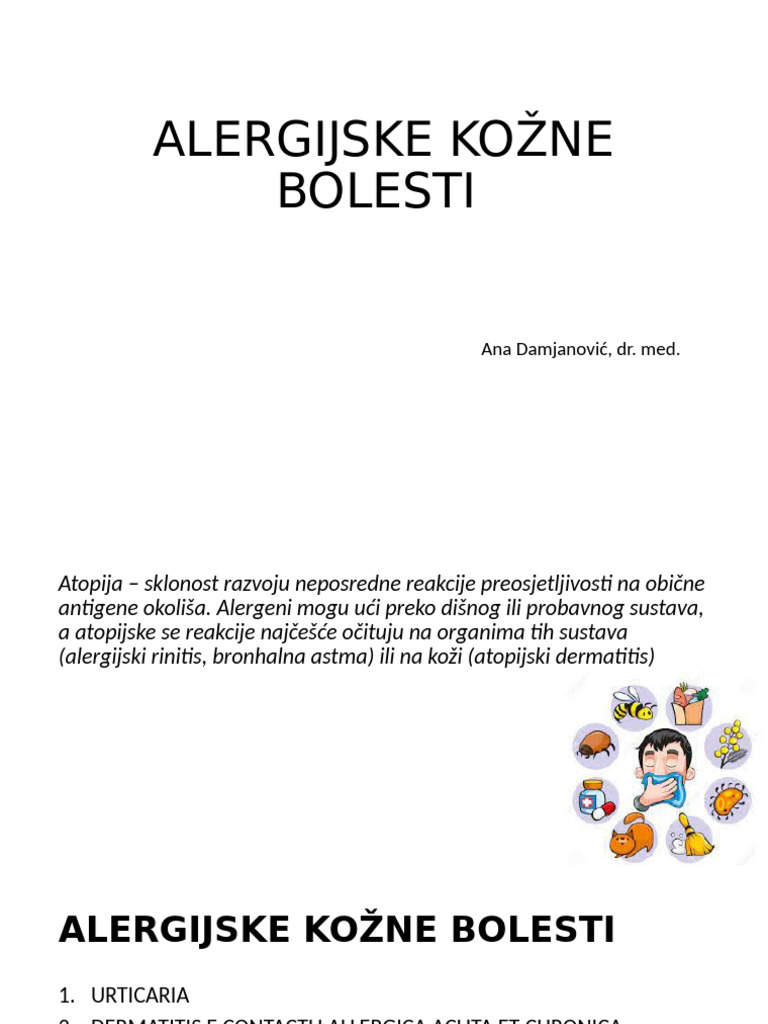 Alergijske, Imunološke I Eritematoskvamozne Bolest | PDF